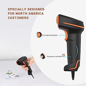 1D 2D QR Barcode Scanner Wireless and Wired with 2.4G Wireless & Bluetooth Function,328 Feet Transmission Distance,Scanner Reader Barcode Hand held Scanner Compact Plug and Play Mode
