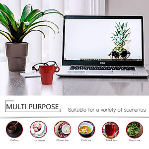 Emma's Porcelain Espresso Cups with Saucers, Ceramic Demitasse Cups with Metal Stand- 3.3OZ/95MLStackable Espresso Mugs, for Specialty Coffee Drinks, Cappuccino and Tea - Set of 4 (Red)