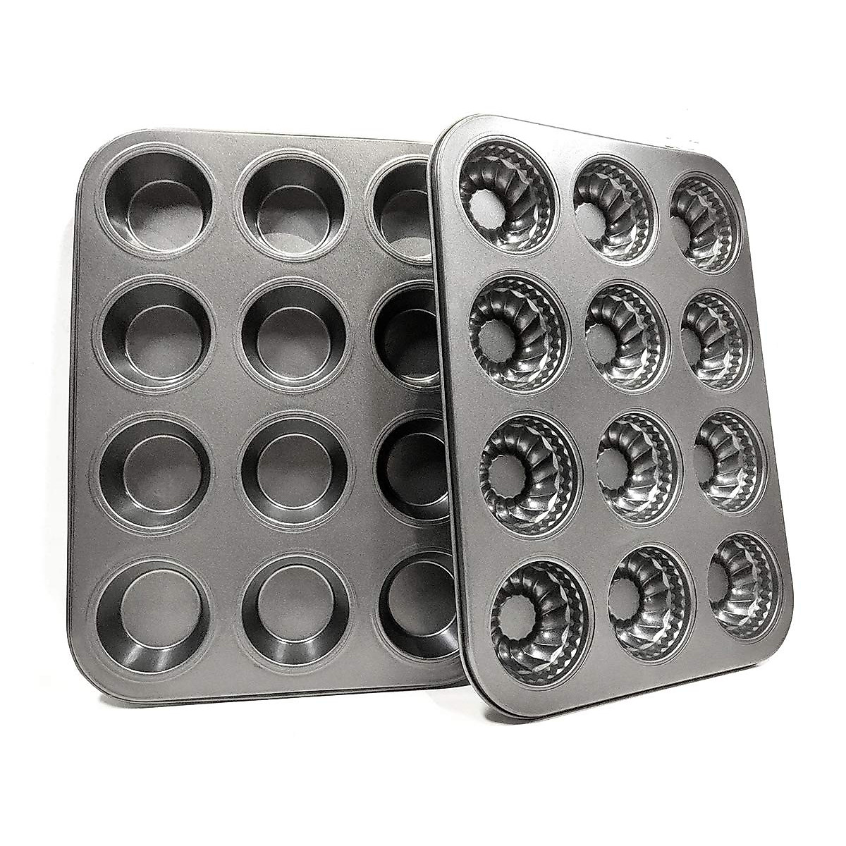 IELEK Non-stick Muffin Cupcake Pan for Baking Jumbo Donut Cake Molds Tins Tray Set Bakeware Dishwasher Microwave Safe