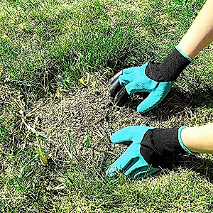 Alsea Hand Leaf Rake Scoops Large Green Plastic Grabber for Picking Up Lawn Debris - Includes Gardening Gloves with ABS Claws