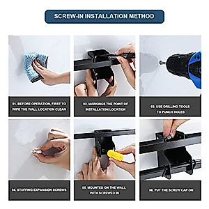 Wall Clothes Hanger Organizer Stacker Clothes Hangers Storage Organizer Stacker Rack Holder, Laundry Room Closet Organization Wall Mounted/Drilling Clips Organizer Anti-Slip Aluminum Black