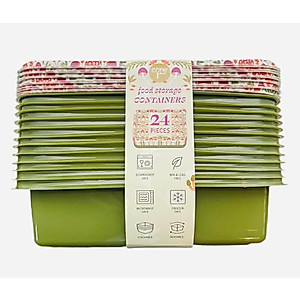 Core Essentials Food Storage Containers, 33.8 oz/1 L, Set of 24 Pieces (MUSHROOMS)