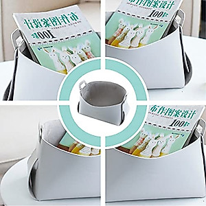 Cabilock Box Handle Flowers Basket Room Leather Desk for Wallet Storage Coin Decoration Baskets Fruits Small Cube Toys Bedside Jewelry Grey Collapsible Living Assembled Organizer Holder