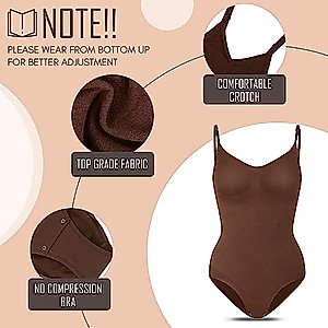Seamless Bodyshaper Bodysuit for Women - Full Body Shapewear Body Sculpting Suits Sleeveless Round Neck Brown 3X-Large