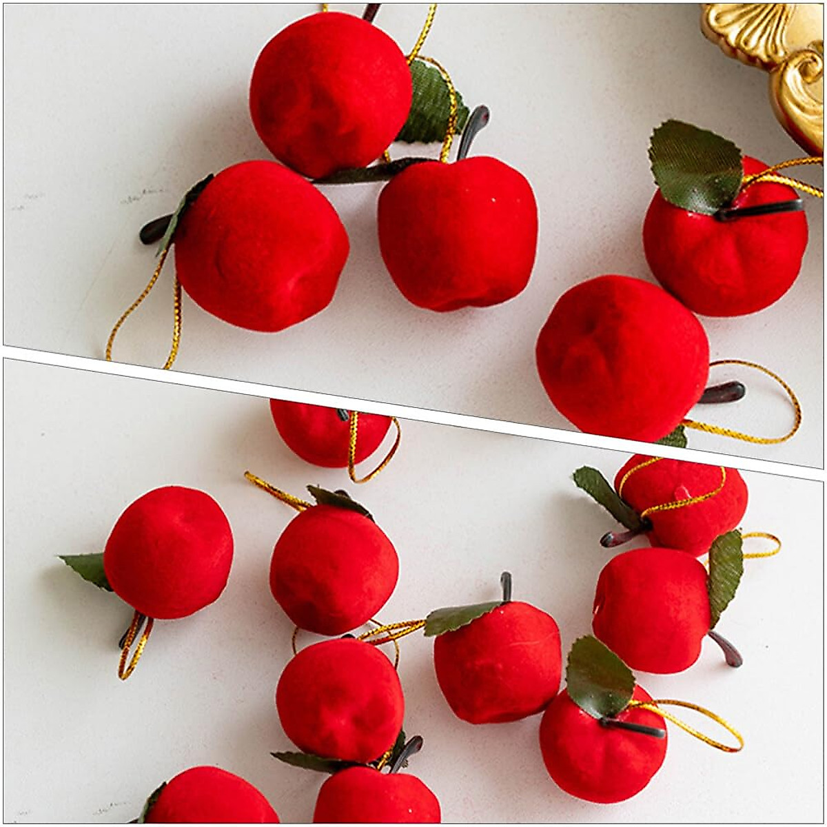 Artibetter Shatterproof Christmas Tree Baubles, Christmas Tree Pendant Foam Red Apple Decoration Christmas Apple Ornament Apple Shaped Hanging Xmas Tree Decor 60Pcs 2cm