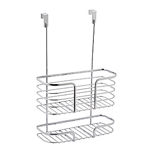 Kitchen Details Chrome 2 Tier Over The Cabinet Organizer | Single Basket | Door Hanging Storage | Bathroom | Kitchen