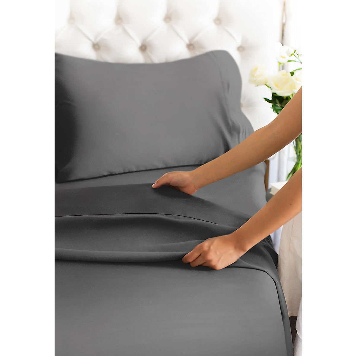 400 Thread Count Cotton - King Size Sheet Set - 100% Cotton Sheets - 400-Thread-Count - Sateen Cotton - Deep Pocket Cotton Bed Sheets - Silky & Soft Cotton - Hotel Quality Cotton Sheet for King Beds