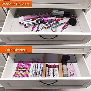 MDHAND Bamboo Drawer Dividers, Expandable & Adjustable Drawer Dividers Organizers, Drawer Separators for Kitchen, Dresser, Bedroom, Office, Set of 4 (17-22in)