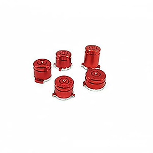 Alloy Metal 9mm Bullet Buttons Mod Kit ABXY & Guide Button for Xbox One xboxone Controller (Red)