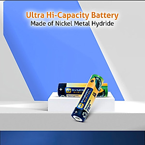 Synergy Digital AA Batteries, 4-Pack, Ultra High Capacity, Double A Rechargeable Batteries (Ni-MH, 1.25V, 2800 mAh)