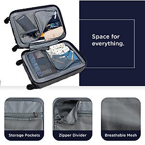 Ben Sherman Nottingham Lightweight Hardside 4-Wheel Spinner Travel Luggage, Charcoal, 3-Piece Set (20"/24"/28")