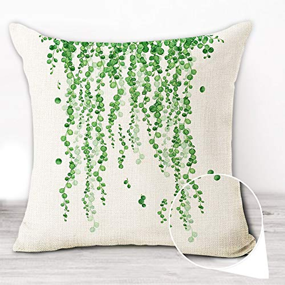 Hexagram Decorative Green Plant Pillow Covers 18x18, Succulent Green Leaf Summer Throw Pillow Covers Set of 4 for Living Room Couch Sofa Patio Outdoor Indoor Summer Cactus Green Home Decor