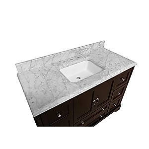 Madison 48-inch Bathroom Vanity (Chocolate/Carrara): Includes Chocolate Cabinet with Authentic Italian Carrara Marble Countertop and White Ceramic Sink