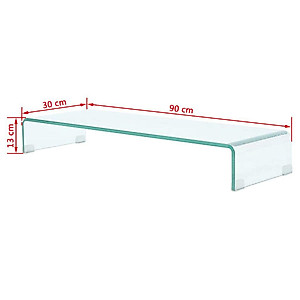 Festnight Clear Tempered Glass Corner TV Stand Computer Monitor Riser for Living Room Home Office Furniture (35.4"x11.8"x5.1")