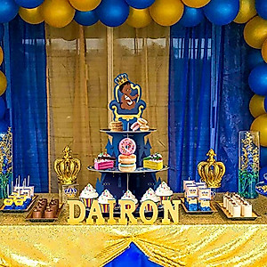 Haooryx Royal Prince Cupcake Stand Decorations 3 Tier African American Little Prince Cupcake Tower Cardboard Black Boys Crown Castle Dessert Holder for Boy Birthday Party Baby Shower Supplies