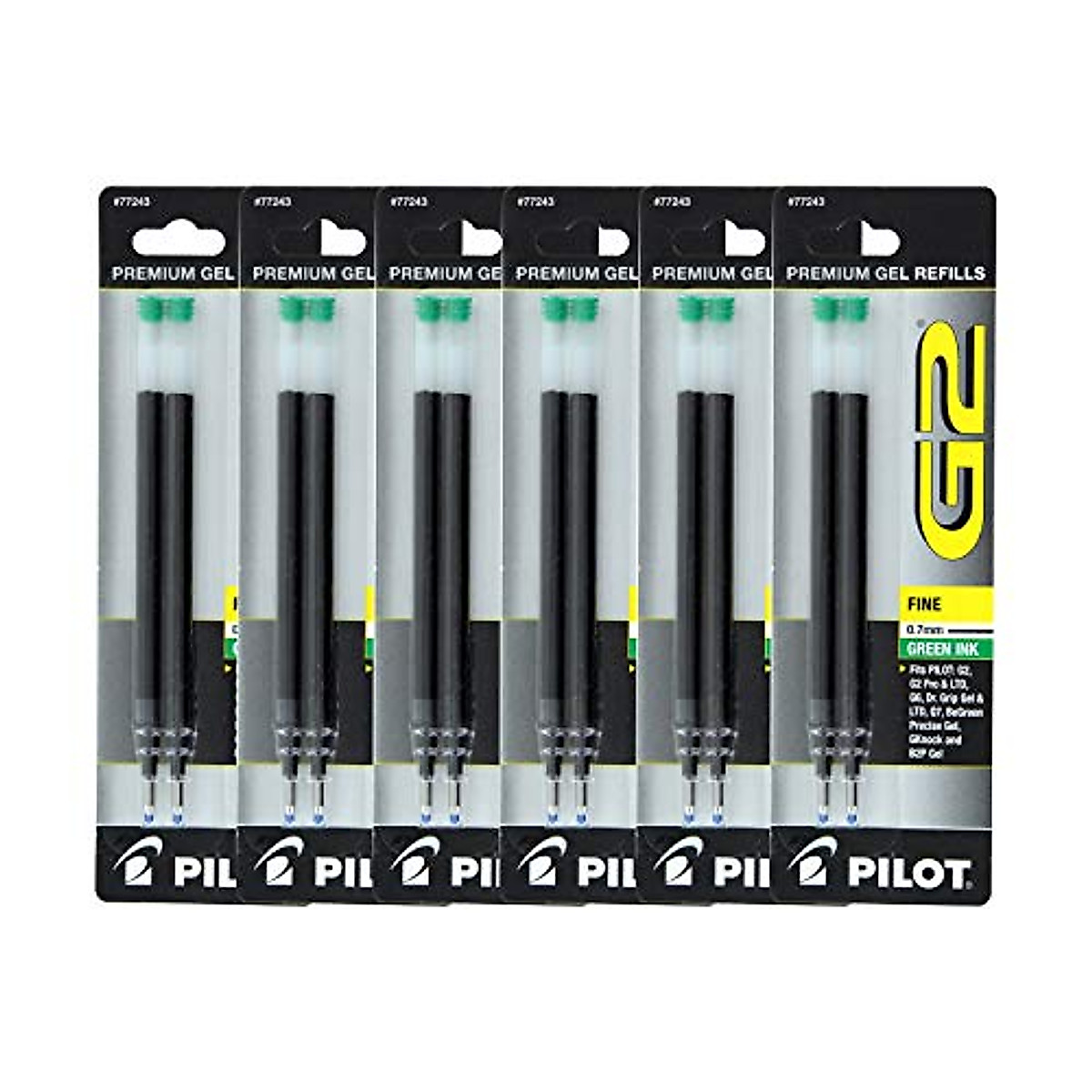 PILOT G2, Dr. Grip Gel/Ltd, ExecuGel G6, Q7 Rollerball Gel Ink Pen Refills, 0.7mm, Fine Point, Blue Ink, Pack of 12