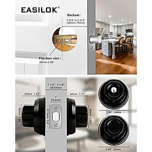 EASILOK Deadbolt Lock, E4 Twist-to-Lock Front Door Lock Keyless Heavy Duty Single Cylinder Deadbolt High Security with Unpickable Night Latch &Anti-Mislock Button, Zinc Alloy, Black