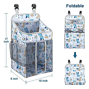 Accmor Hanging Baby Diaper Caddy Organizer, Diaper Stacker, Baby Crib Hanging Classified Storage Bag Organizer for Changing Table, Crib, Playard or Wall & Nursery Organization, White