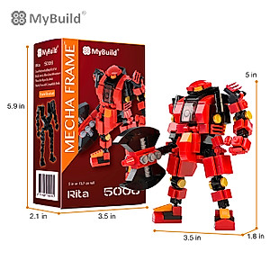 MyBuild Mecha Frame Rita 5006 - Red Robot Armor Mech Suit, Sci-Fi Building Bricks Mecha Building Kit