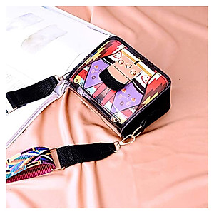 mothgel Women Mini Transparent PVC Plastic Crossbody Summer Durable Shoulder Bag (Black)