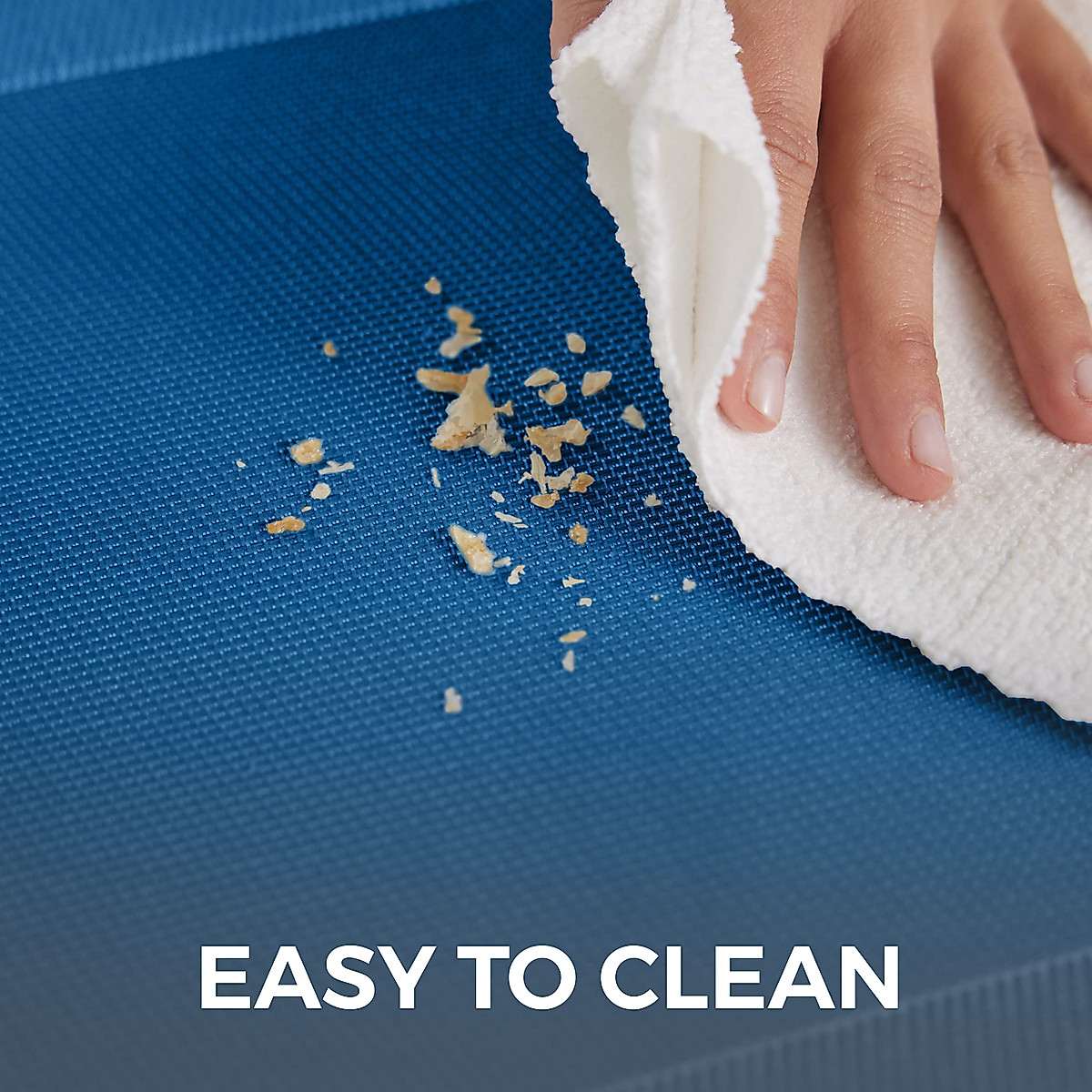 Home Genie Heat Resistant Placemats Set of 6, Dining Room Table Mats, Protect Surfaces, Woven Placemat Setting for Dinner, Washable Vinyl Food Grade Mat, Kitchen Decor Accessories, Size 18x12, Blue