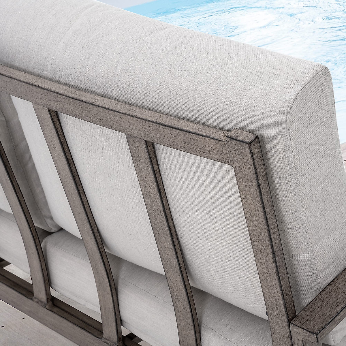 HAPPATIO 7 Piece Aluminum Patio Furniture Set, 3-Seat Outdoor Loveseat, Outdoor Sectional Sofa with Ottomans and Coffee Table, Garden Conversation Set with Armchairs for Lawn Deck (Gray)