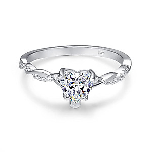 OLIVIASO 1.25ct Heart Rings for Women - 925 Sterling Silver Promise Rings for Women, Engagement Rings for Women, Cubic Zirconia Ring Size 6