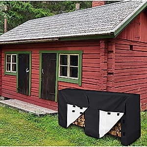 8ft Log Rack Cover, Waterproof Oxford Cloth Windproof Dustproof Portable Foldable Firewood Rack Protector for Indoor Outdoor Garden Patio Black