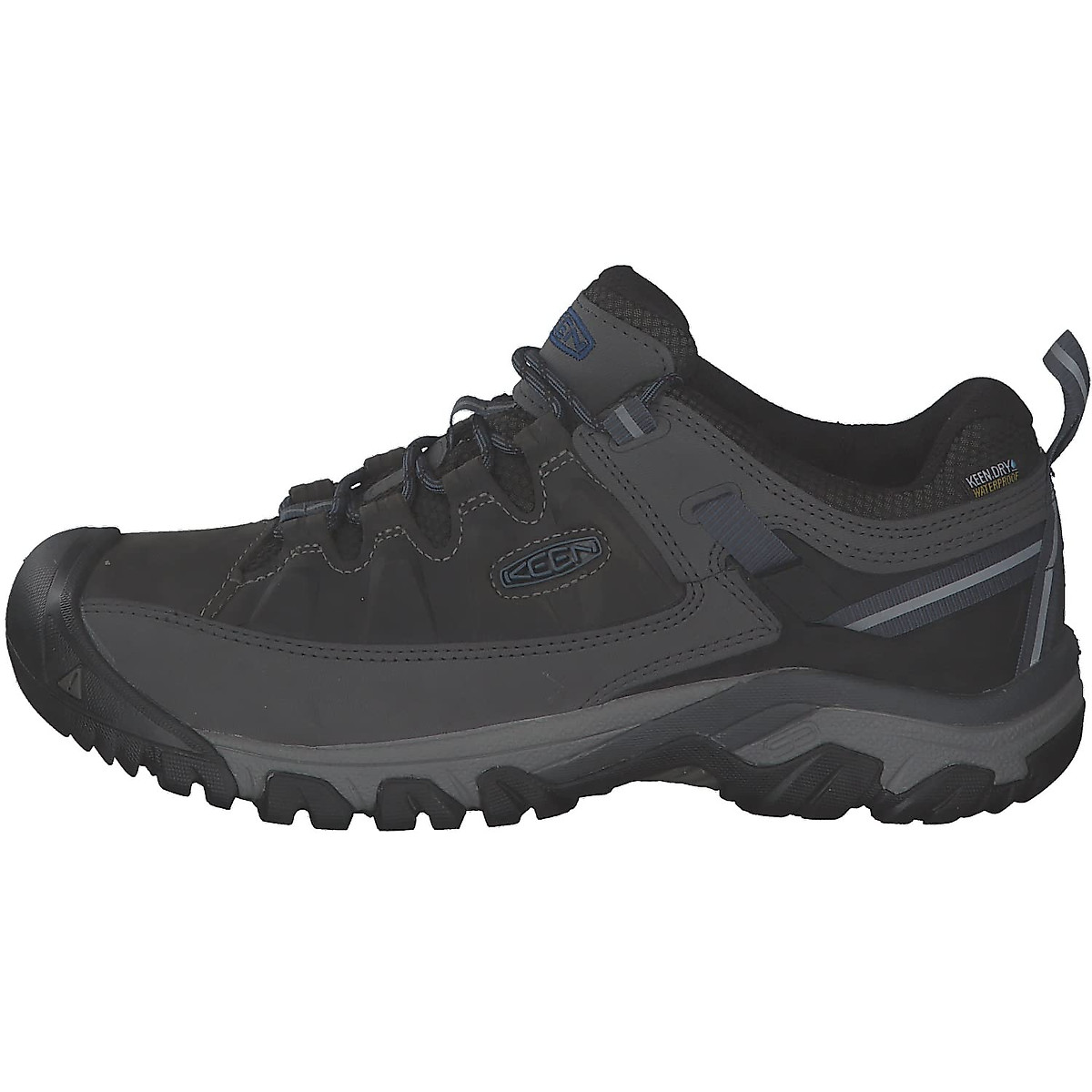 KEEN Men's Targhee 3 Low Height Waterproof Hiking Shoes, Steel Grey/Captains Blue, 8