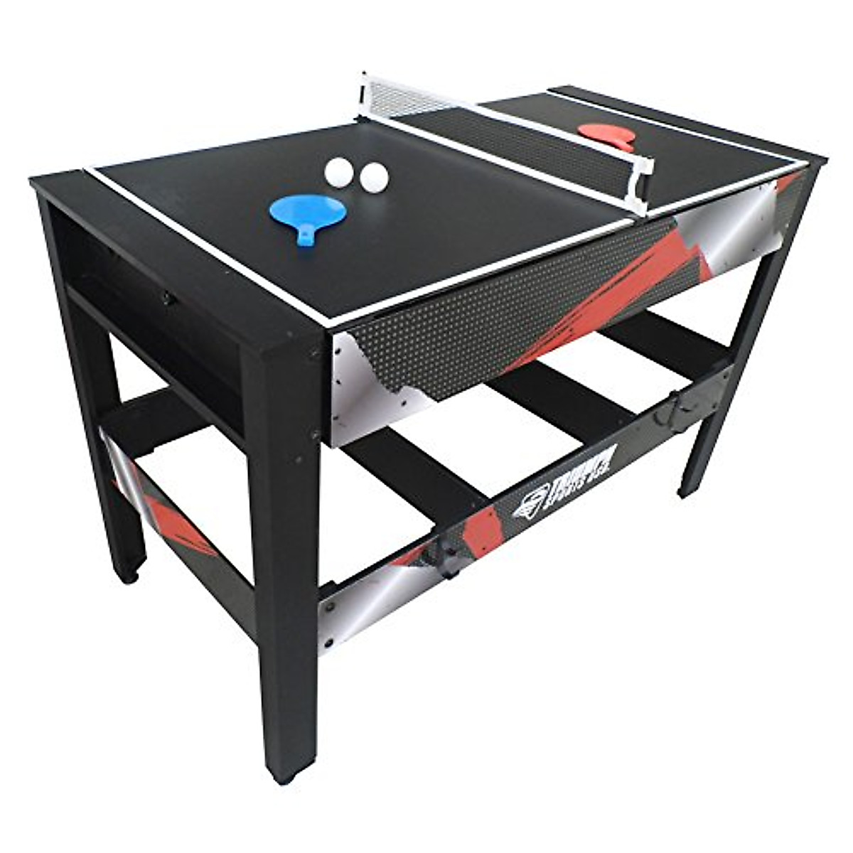TRIUMPH SPORTS USA 4-in-1 Rotating Swivel Multigame Table – Air Hockey, Billiards, Table Tennis, and Launch Football , Black/White, 23.75 x 32.00 x 48.00"