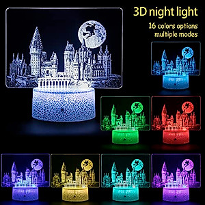 Potter Gifts for Kids,Hogwar Castle,Christmas or Birthday Party Supplies for Boys Girls,Night Light for Bedroom,Potter Decoration for Room