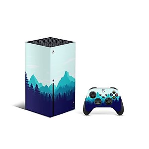 ZOOMHITSKINS Compatible with X1 Series X, Mountain Alpine Blue Painting Sky Tree Forest, Durable, Bubble-free, Made in USA