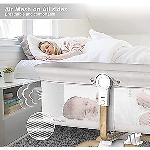 ANGELBLISS 3 in 1 Rocking Bassinet & Baby Bassinet Bedside Crib, One-Second Convert Travel Portable Bassinet Newborn Baby (White)