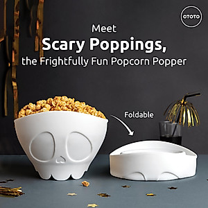 NEW!!! OTOTO Scary Poppings Microwave Popcorn Popper - Gothic Popcorn Microwave Popper, Silicone Microwave Popcorn Popper, Collapsible Bowl Popcorn Bowls, Halloween Goth Accessories Goth Gifts (White)