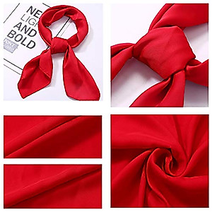 AOLIGE Hair Scarf Satin Head Neck Scarfs for Women (red), Medium