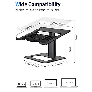 ERGOPOLLO Laptop Cooling Pad with Removable Semi-Conductor Cooling Chips and Two Cooling Fans, Adjustable Laptop Cooler Stand for Desk Compatible with 10 to 15.6 Inches Notebook PC Computer, Black
