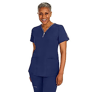 Healing Hands Scrubs top for Women 3 Pocket Zipper Y-Neck Women's Scrub Top Light Breathable Stretch Fabric 2254 Sonia HH360 Navy 2XL