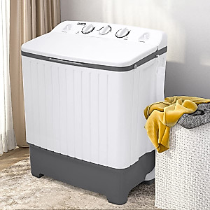 Portable Washing Machine 17 lbs Mini Compact Twin Tub Washer with Wash and Spin Dryer Combo Cloths Washing, Machine Lightweight Small Laundry Washer for Home, Apartments, Dorms, College Rooms(White)