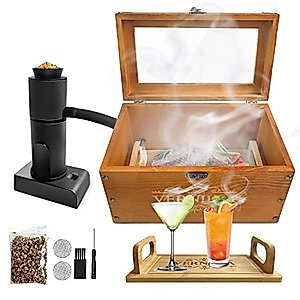 Cocktail Smoker Box Old Fashioned Whiskey Infuser Kit for Drinks wooden Smoker Infuser Box with Portable Smoking Gun cocktail smoker kit