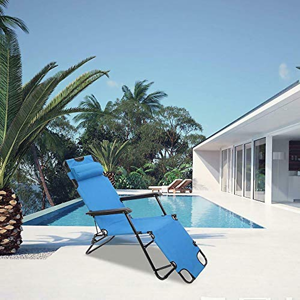 Outdoor Reclining Chaise Lounge Bed Chair Pool Patio