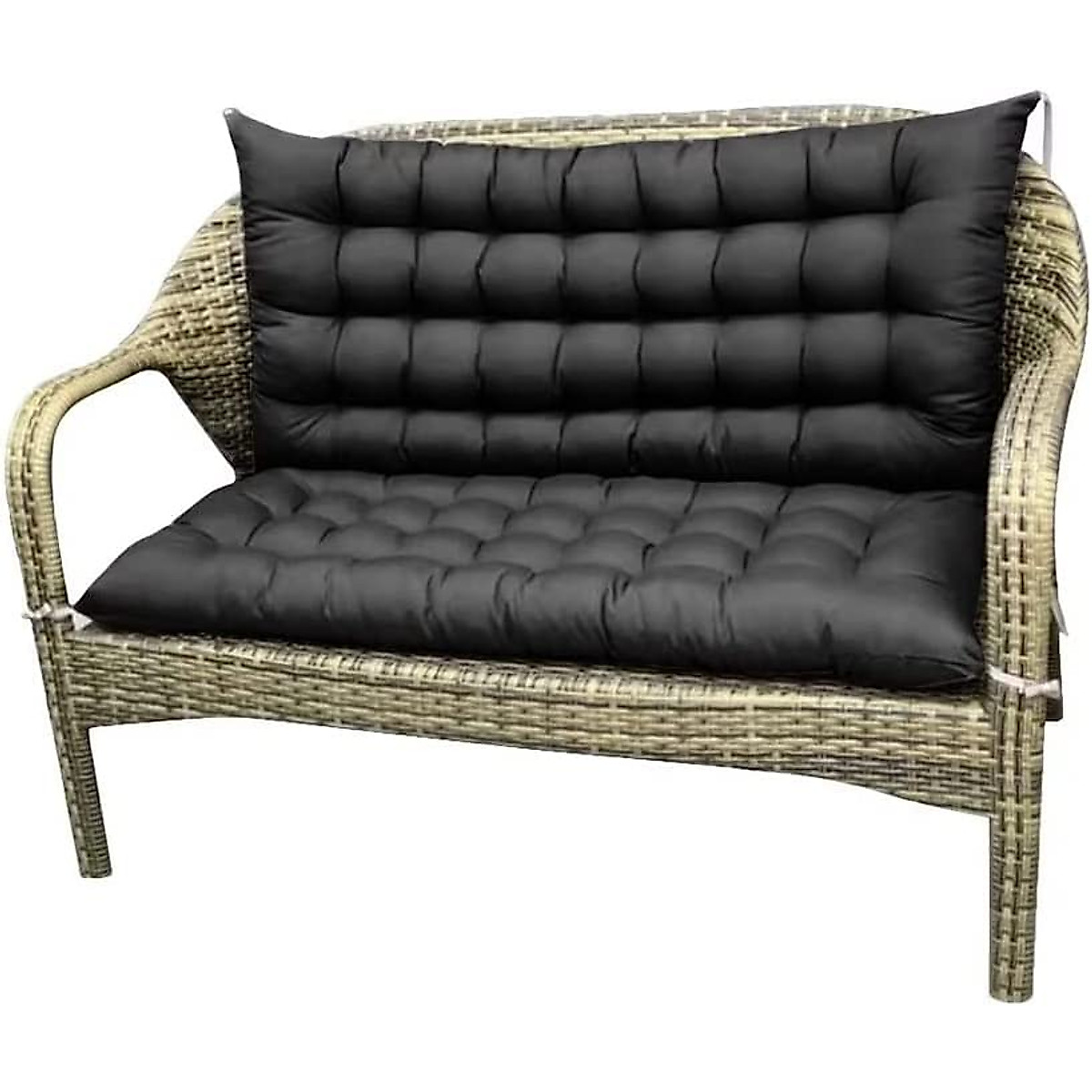 MUVLUS Indoor/Outdoor Bench Cushion, 59"x39.3" Swing Cushion Wicker Seat Cushions,Lounger Garden Furniture Patio Lounger Bench Seat Cushions (Black)