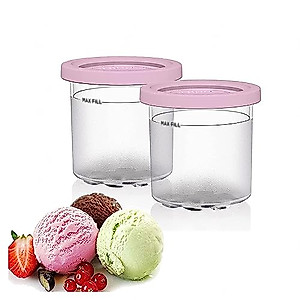 EVANEM 2/4/6PCS Creami Pint Containers, for Ninja Creami Pints and Lids,16 OZ Pint Ice Cream Containers Safe and Leak Proof Compatible with NC299AMZ,NC300s Series Ice Cream Makers,Pink-4PCS