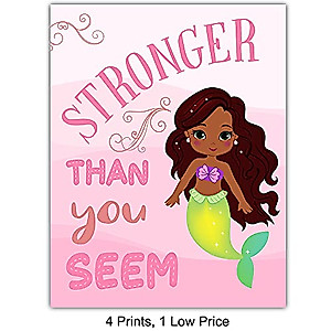 Black Girls Wall Art - African American Girl Wall Decor - Pink Princess Wall Decor - Toddler, Little Girls Bedroom Decor - Cute Girls Room Decor - Baby Girl Room Decorations - Positive Daughter Gifts