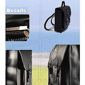 SOBOUR Wednesday Addams Backpack Vintage Leather Nevermore Academy Backpack PU Wednesday Nevermore Bag Y2K Travel Backpack