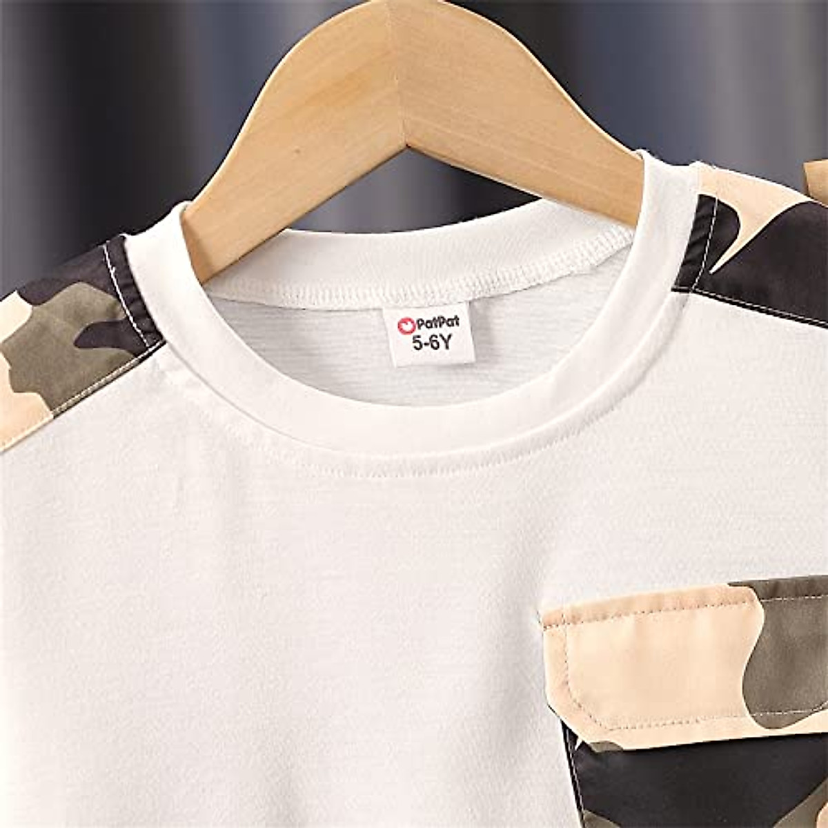 PATPAT Boy's 2 Piece Outfits Camouflage Print Short Sleeve Tee and Shorts Set with Pocket, Army Green, 11-12 Years