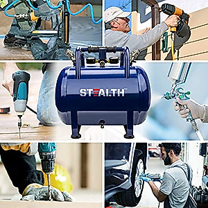 STEALTH Air Tank, 10 gallon High Pressure Air Tank with Maximum 225Psi Pressure, Ideal For Inflation Jobs, Blue-Saa-110T