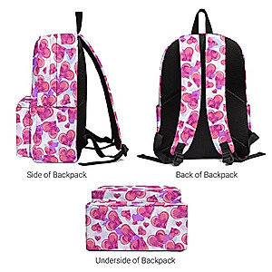 Travel Backpack Pink Love Hearts Backpacks Laptop Backpacks Lightweight Daypack Mini Backpack For Boys Girls 16 Inch