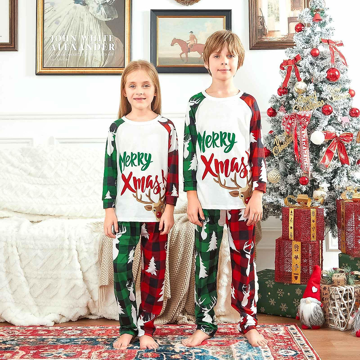 Christmas Pajamas for Family Matching Family Christmas Pajamas Set PJS Holiday Xmas Family Jammies Sleepwear(#119-Women, Medium)