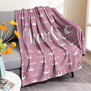 Personalized Baby Blankets with Name Custom Blankets for Girls Boys Soft Throw Name Blanket for Kids Newborn Toddler Personalized Unique Flannel Blanket Gifts, Crown, Pink, 32x48inch