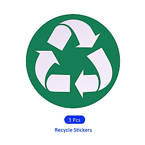 M METERXITY 3 Pack Recycle Sticker - Trash Can Labels, Strong Adhesion & Smooth Surface, Apply to Kitchen/Garden Trash Bin (5 Inch, White on Green)